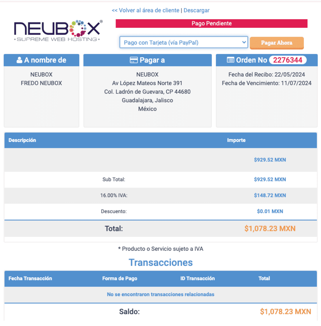 ¿Cómo pagar un recibo pendiente? - Tutoriales Neubox